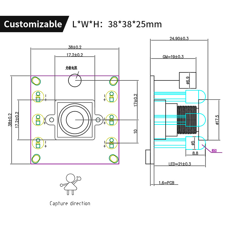 Dogoozx Full HD 1080P 120fps Night Vision 850nm Infrared Lamp LDR MIPI ...